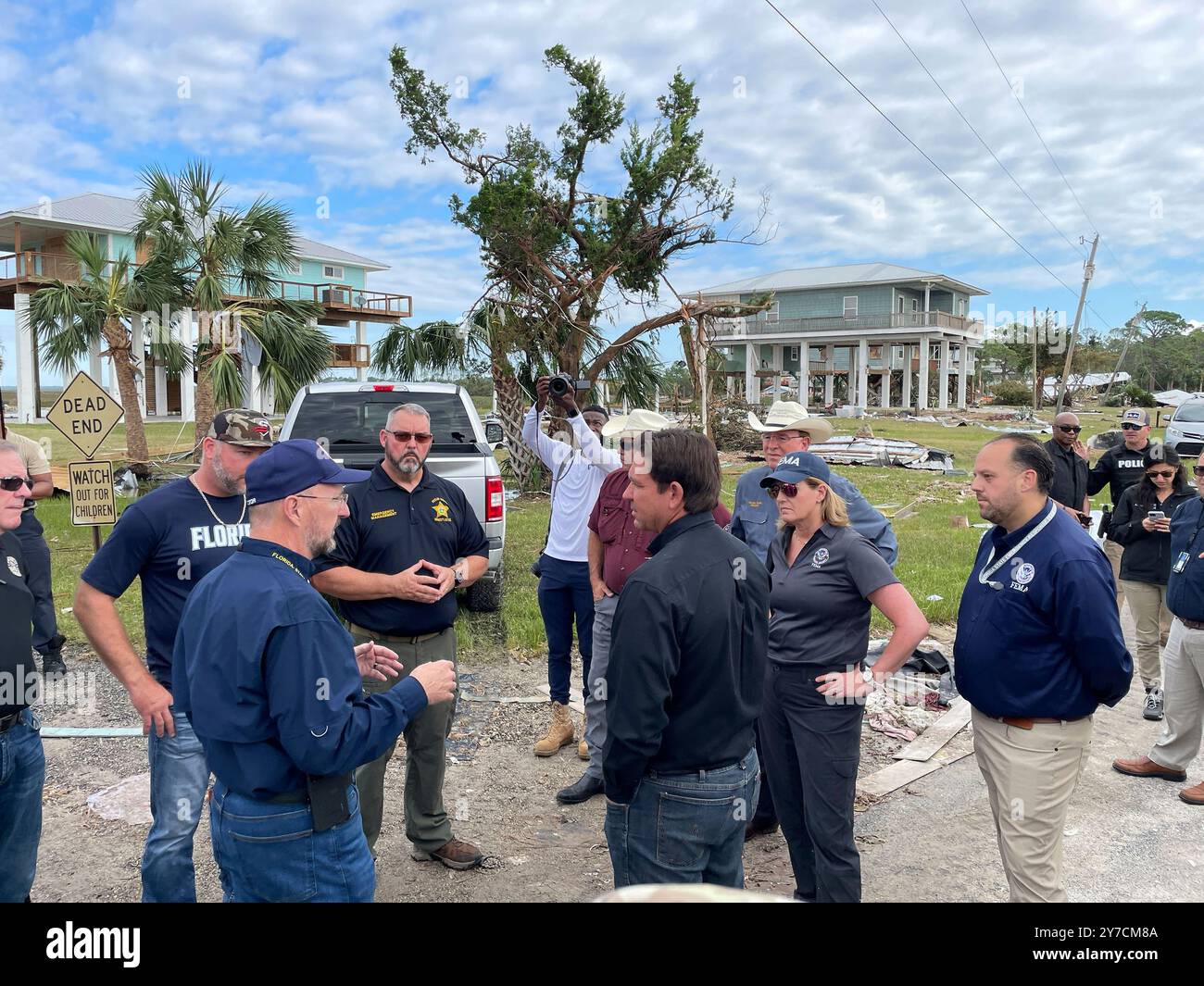 Dekle Beach, United States. 27th Sep, 2024. Florida Governor Ron ...