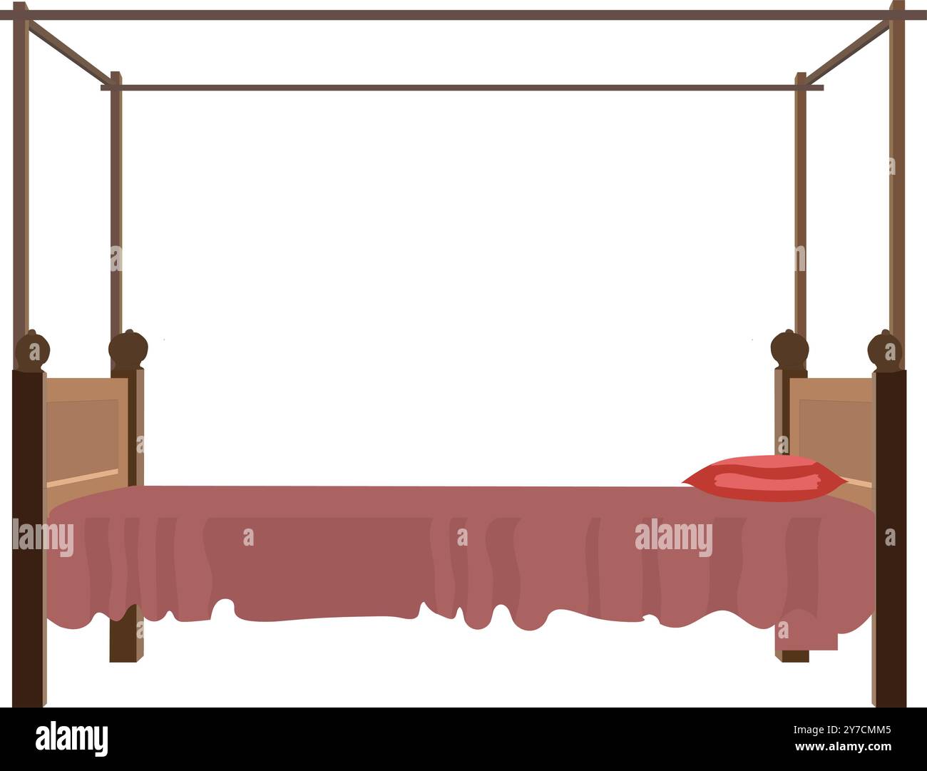 Luxurious bed design vector illustration isolated. Village house ...