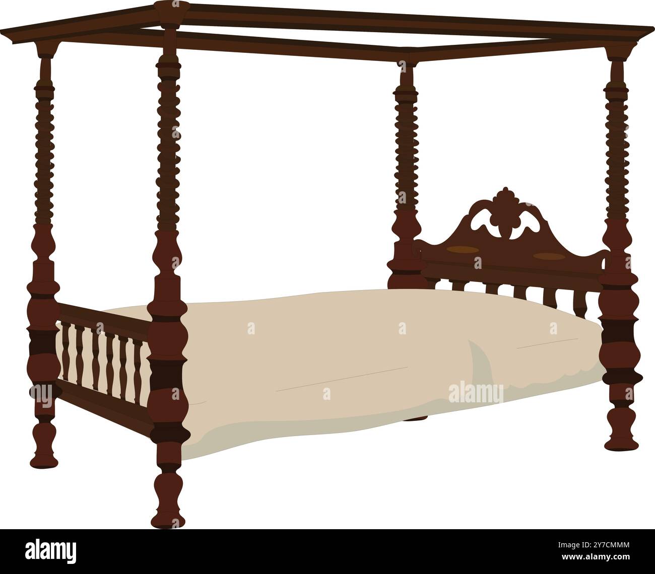 Luxurious bed design vector illustration isolated on white background ...