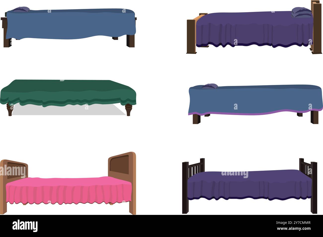 Set of wooden beds with different headboards. Collection of living room ...