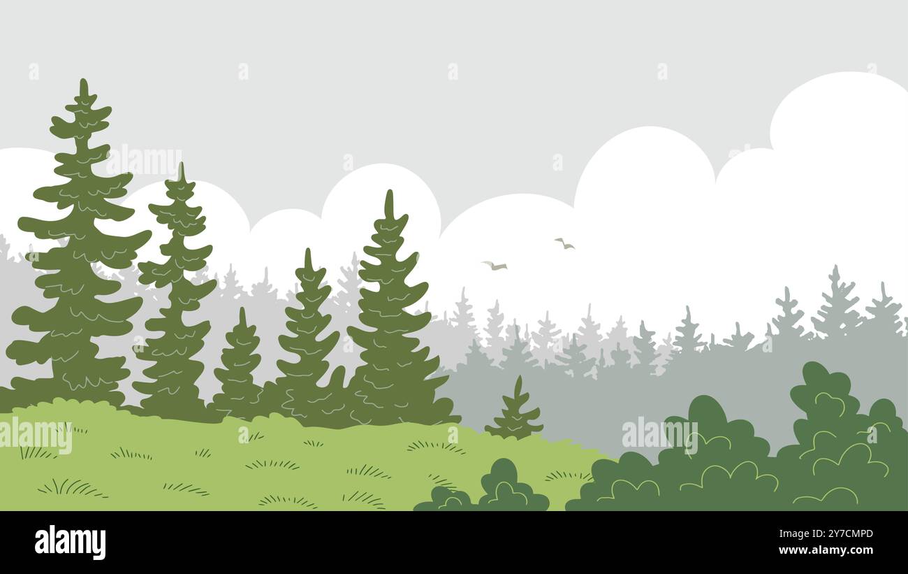 Beautiful calm nature landscape. Picturesque landscape. Forest, field ...