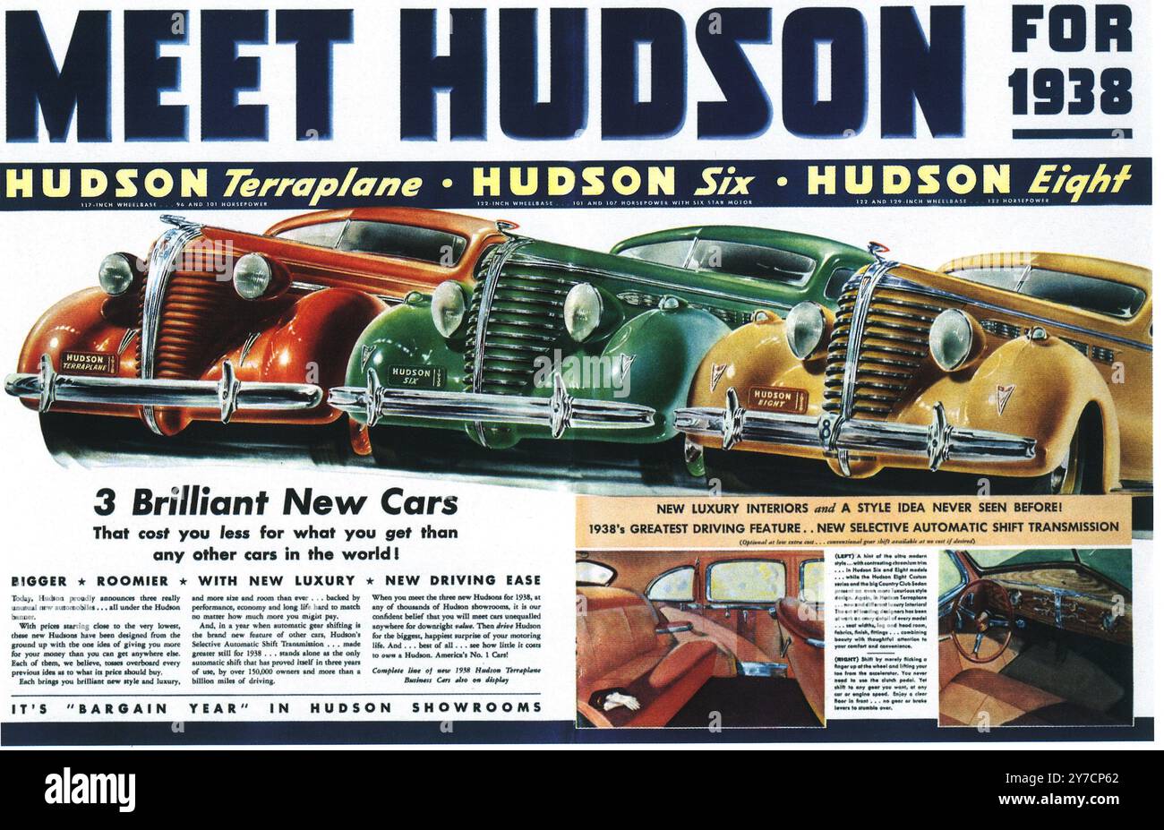1938 Hudson car ad - Terraplane, Six, Eight Stock Photo - Alamy