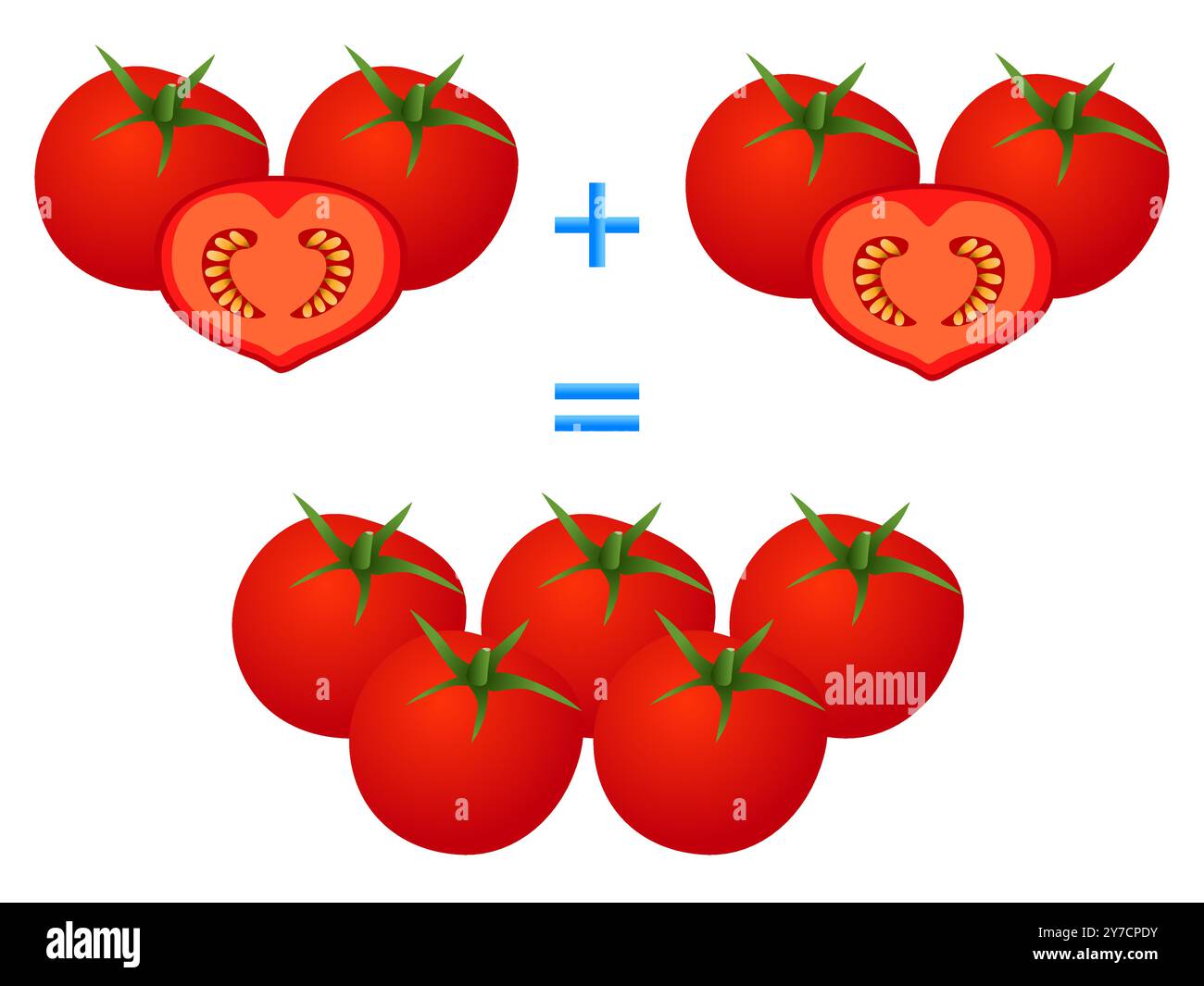 Action relationship of addition, example with tomatoes. Educational ...