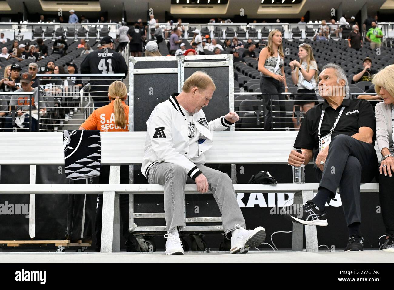 Las Vegas Raiders owner Mark Davis watches his WNBA team, the Las Vegas ...