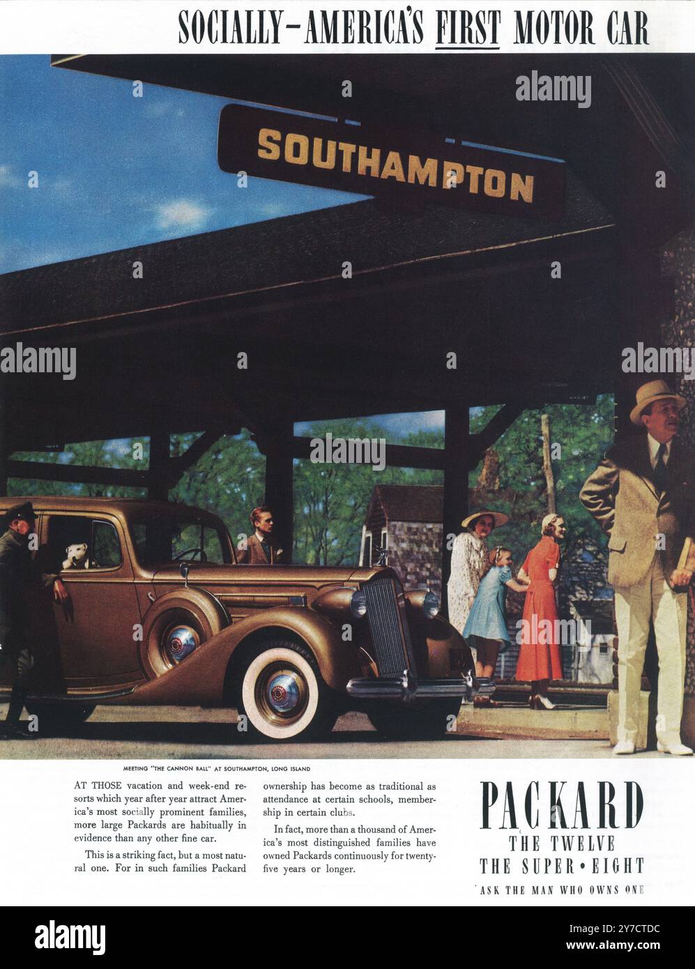 1937 Packard Car Ad - Cannonball at Southampton Long Island - "Socially ...