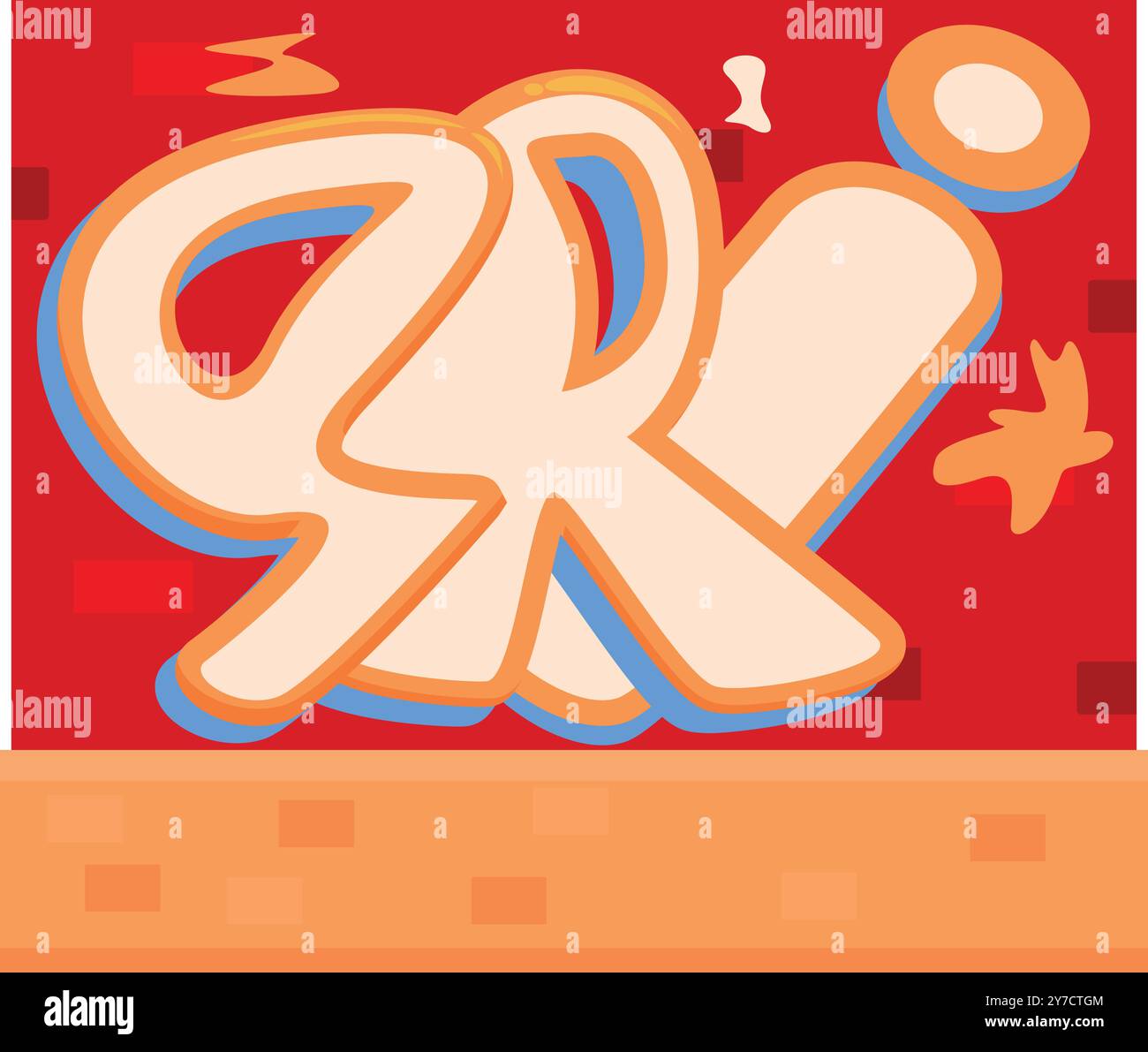 Big bold graffiti letters are painted on a red brick wall Stock Vector ...