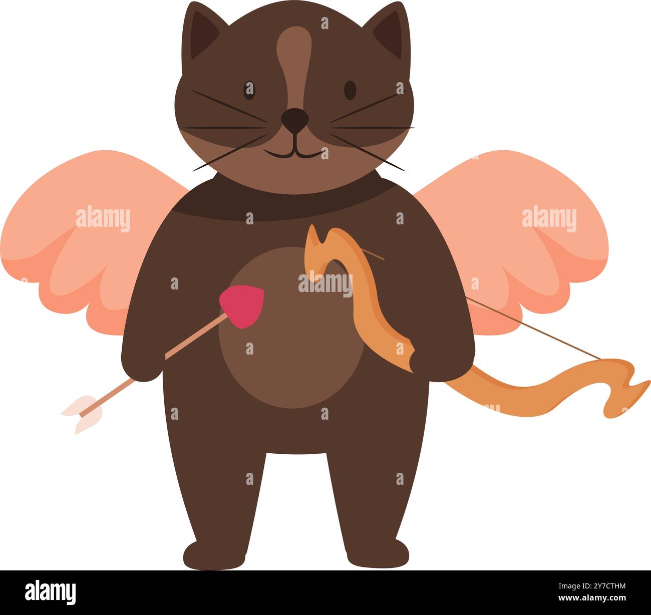 Cute cupid cat is holding a bow and arrow, ready to spread love Stock ...