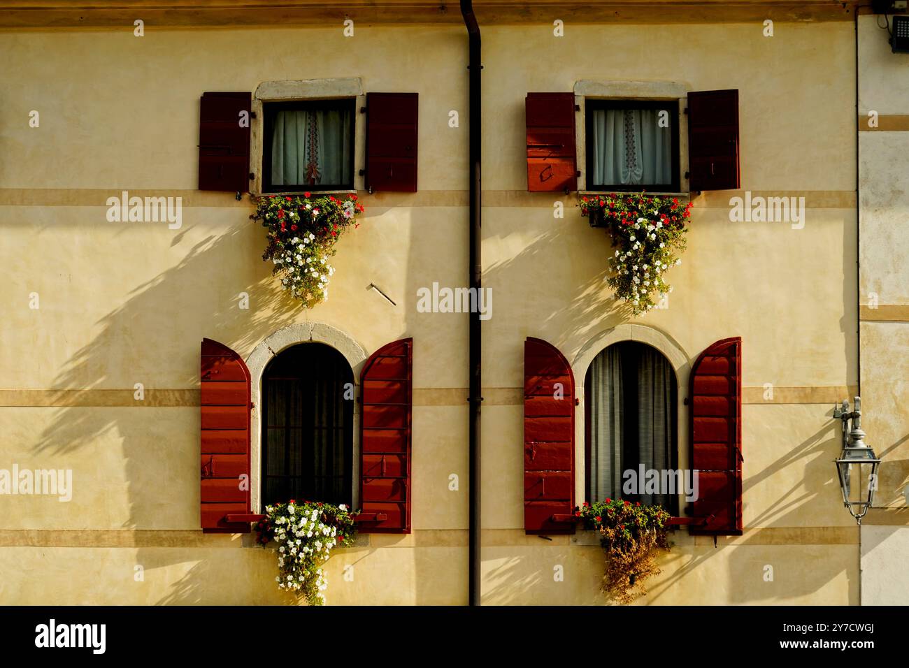 The historic village of Cison di Valmarino with the castle of ...