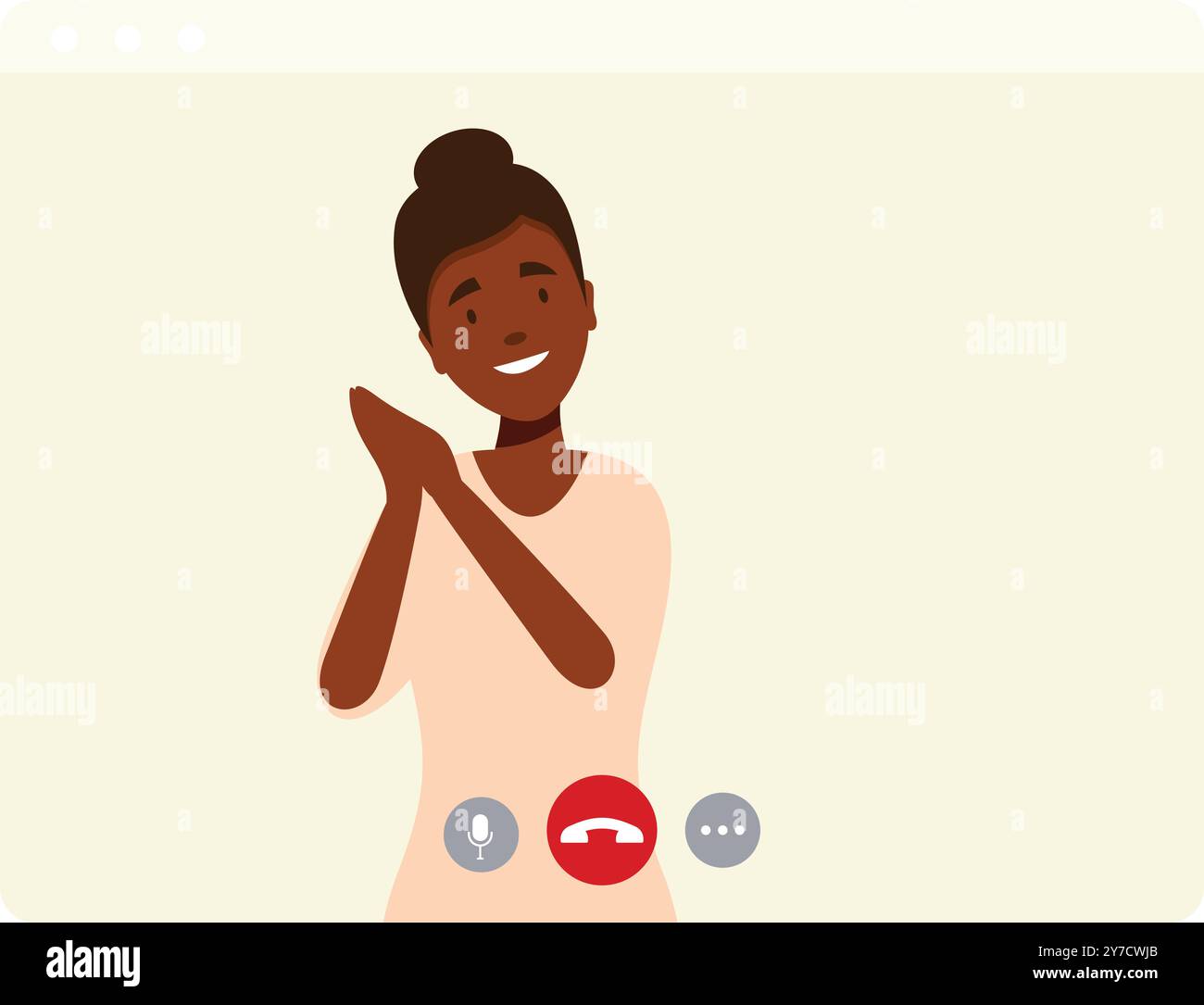 Happy woman is clapping her hands during a video call Stock Vector ...