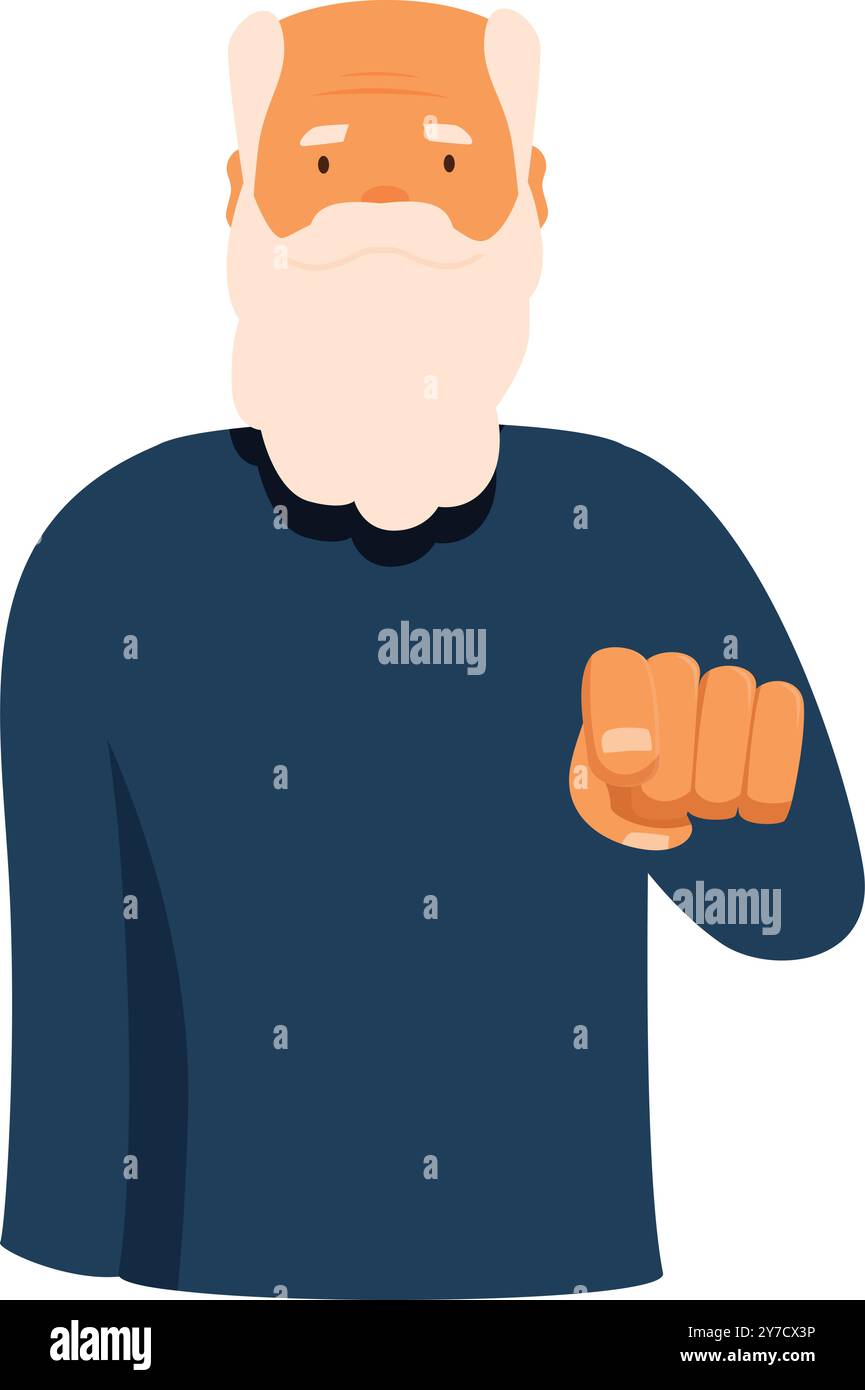 Senior man with a long beard pointing his finger to make a point Stock ...