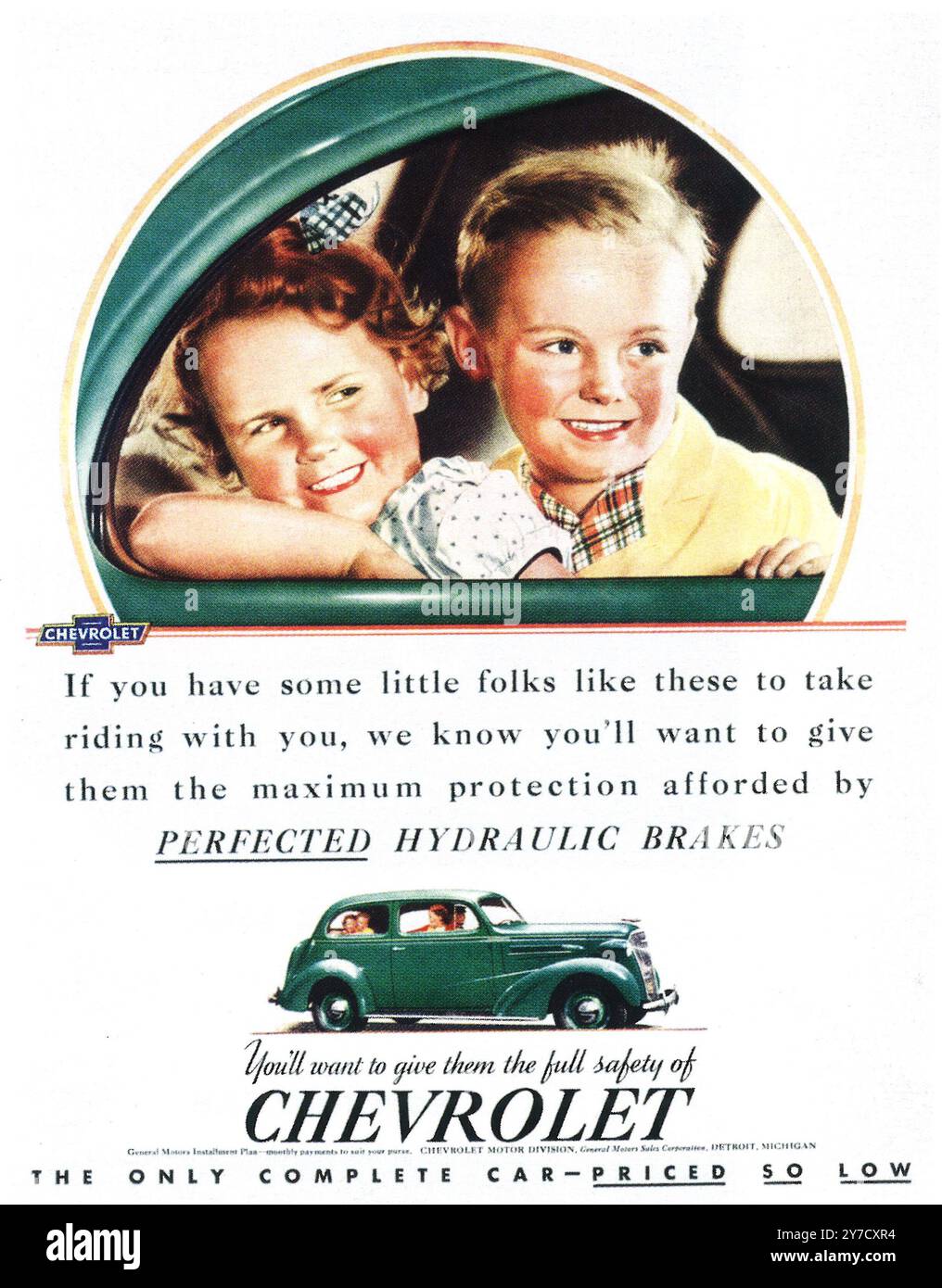 1937 Chevrolet Two-Door Car with Hydraulic Brakes Ad Stock Photo - Alamy