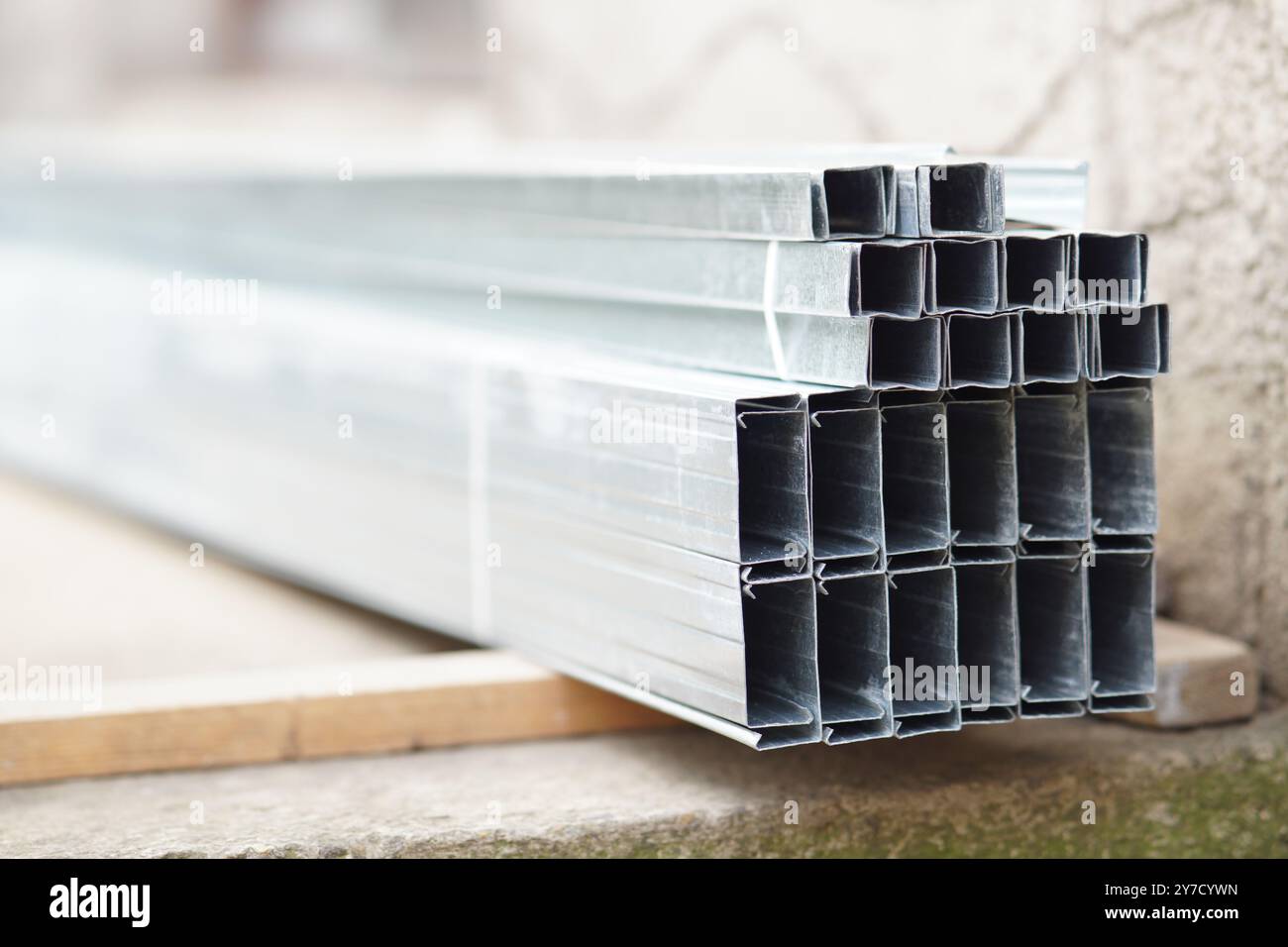 package of aluminium profiles for construction Stock Photo - Alamy