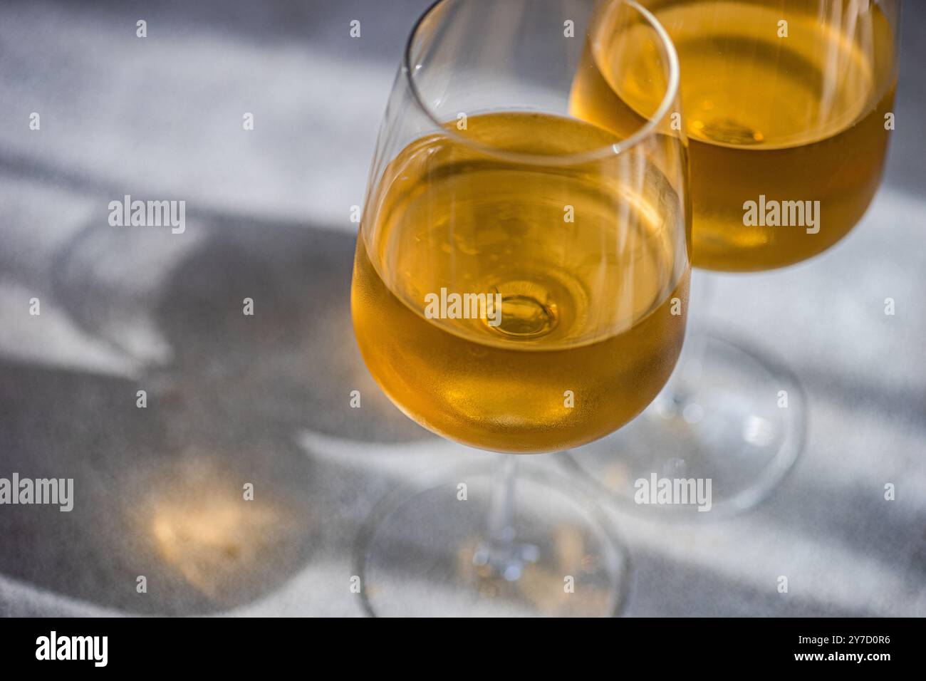 Traditional Georgian white wine known as amber wine, variety Kisi Stock ...