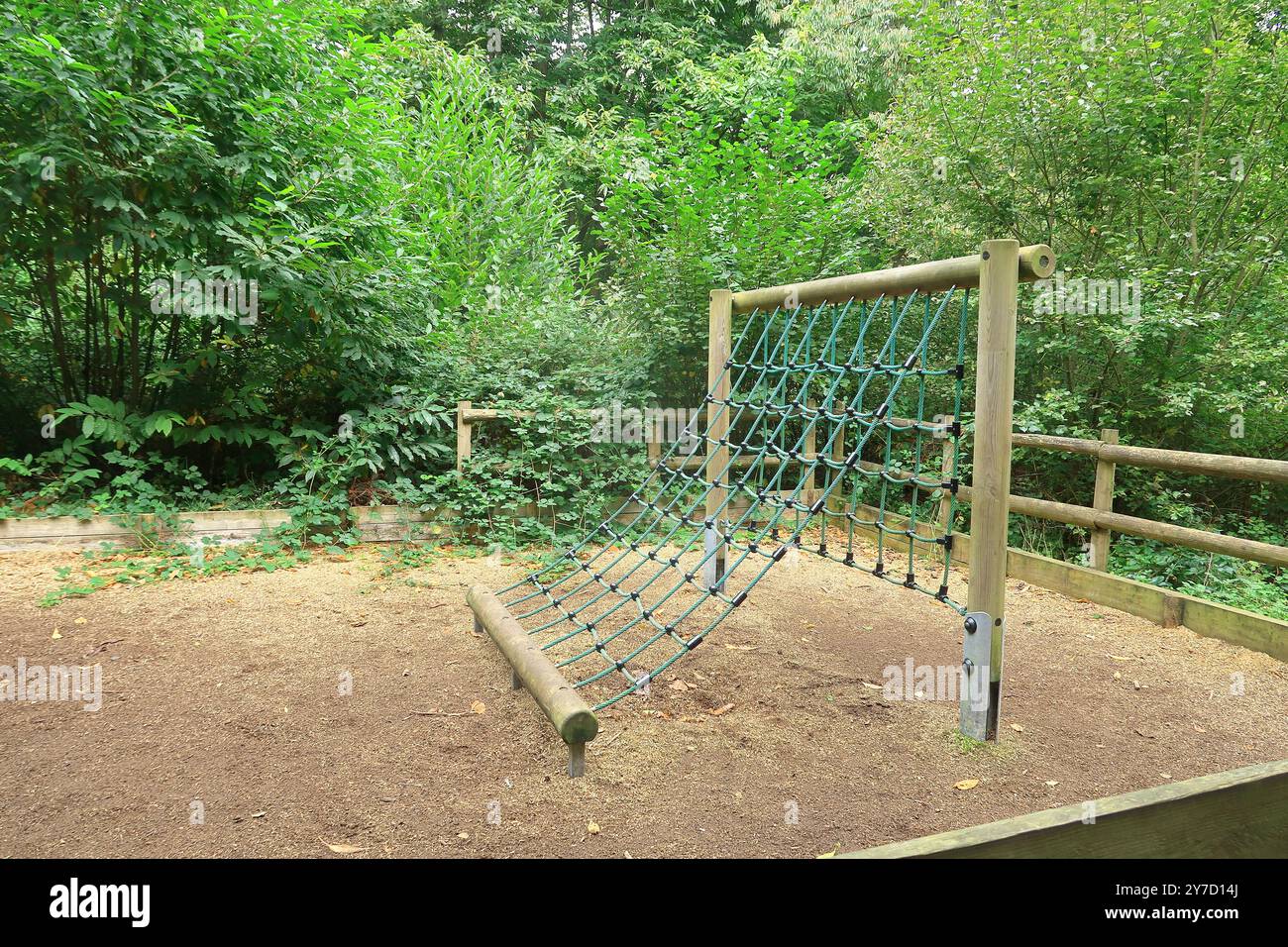 Obstacle net in a woodland scene Stock Photo - Alamy