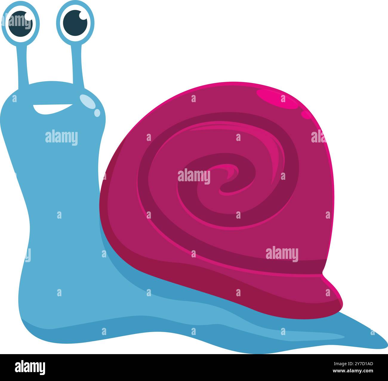 Friendly cartoon snail with a big smile crawling slowly along Stock ...