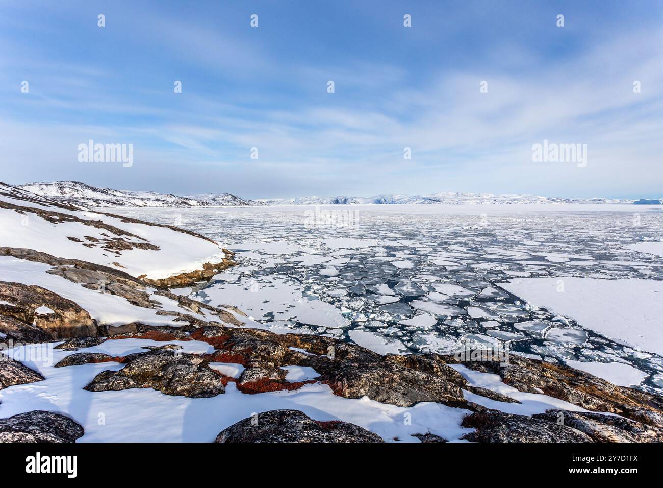 Ice fields and drifting Icebergs at the Ilulissat fjord, North ...