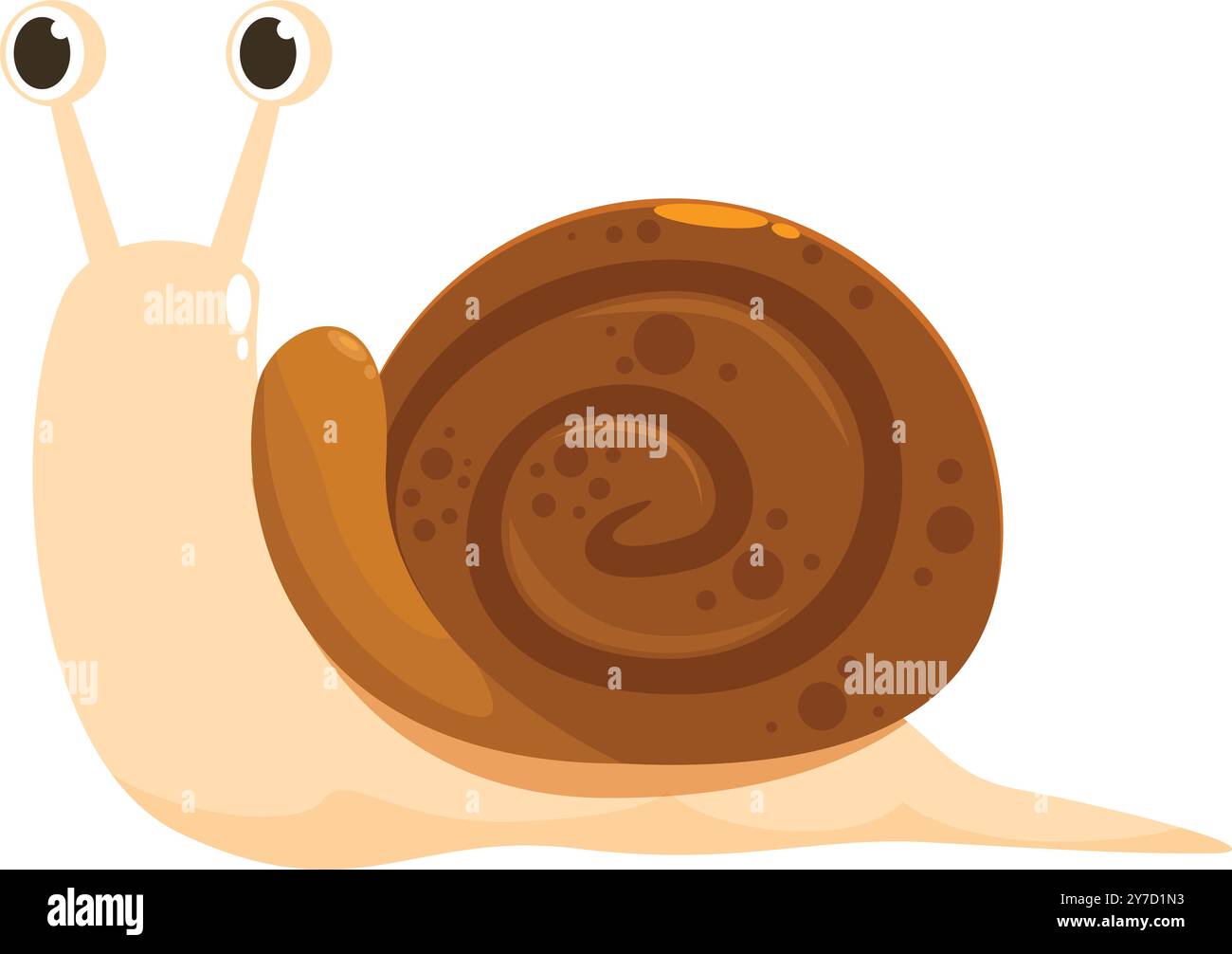 Cartoon snail with a brown shell crawling and looking around Stock ...