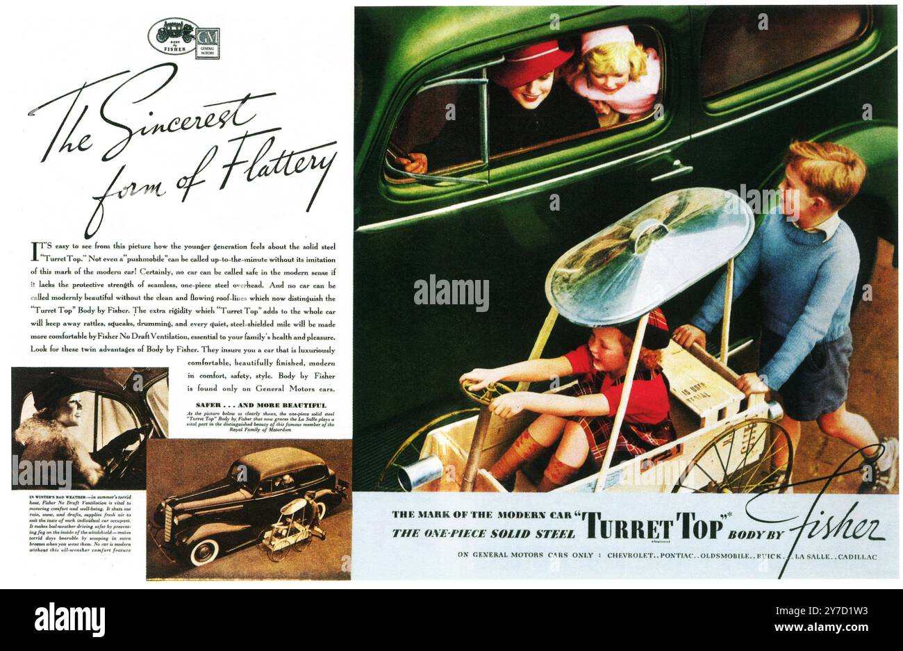 1936 GM General Motors Turret Top Body by Fisher Car Ad Stock Photo - Alamy