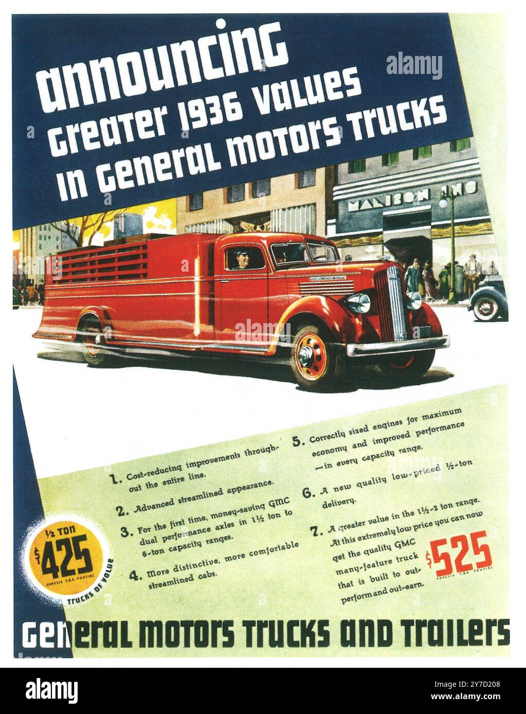 1936 General Motors Trucks And Trailers Ad Stock Photo - Alamy