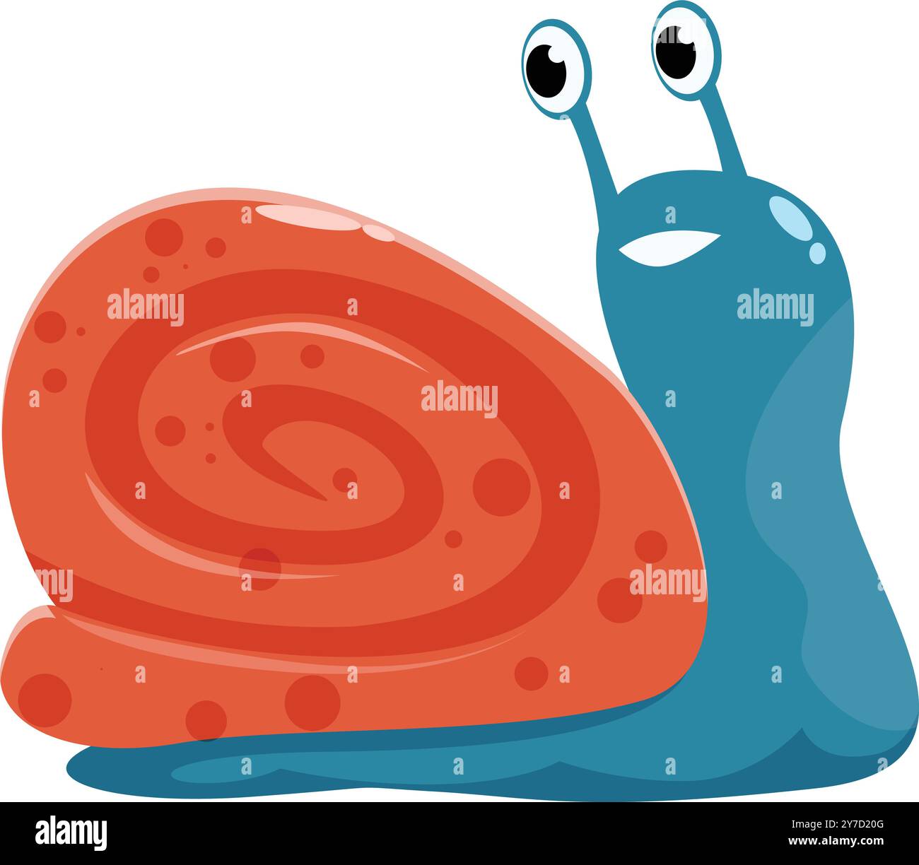 Cartoon snail with a big smile and big eyes, looking happy, isolated on ...