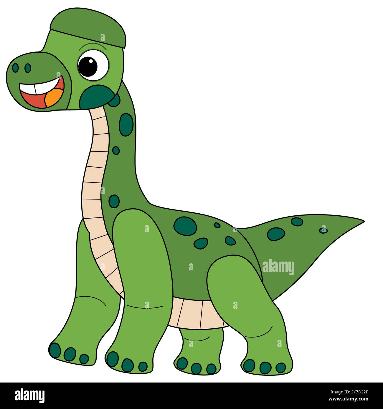 cartoon scene with happy prehistoric animal brachiosaurus brontosaurus diplodocus dino dinosaur ...