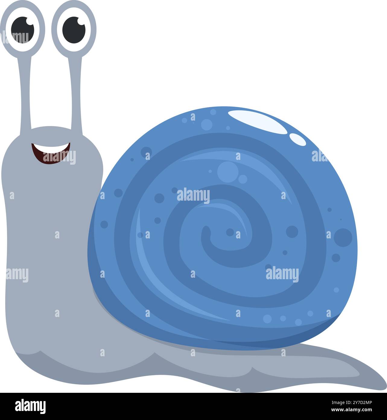 Happy snail is sliding along with its blue shell, a cartoon ...