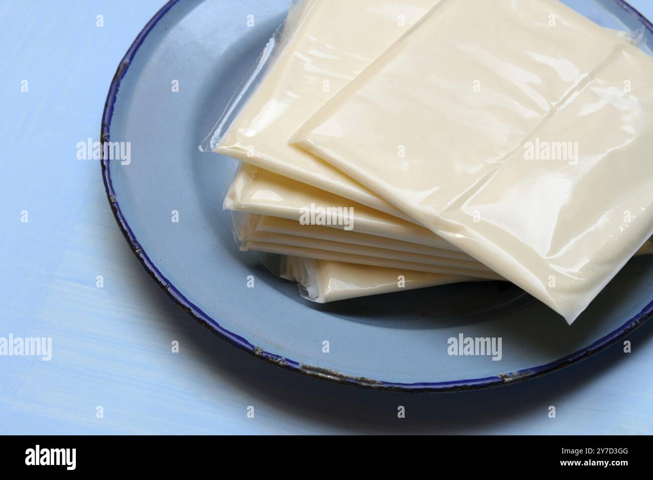 Processed cheese, processed cheese slices packed in plastic Stock Photo ...
