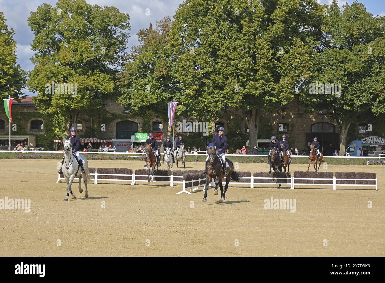 Warendorf State Stud, stallion parade, jumping quadrille Stock Photo ...