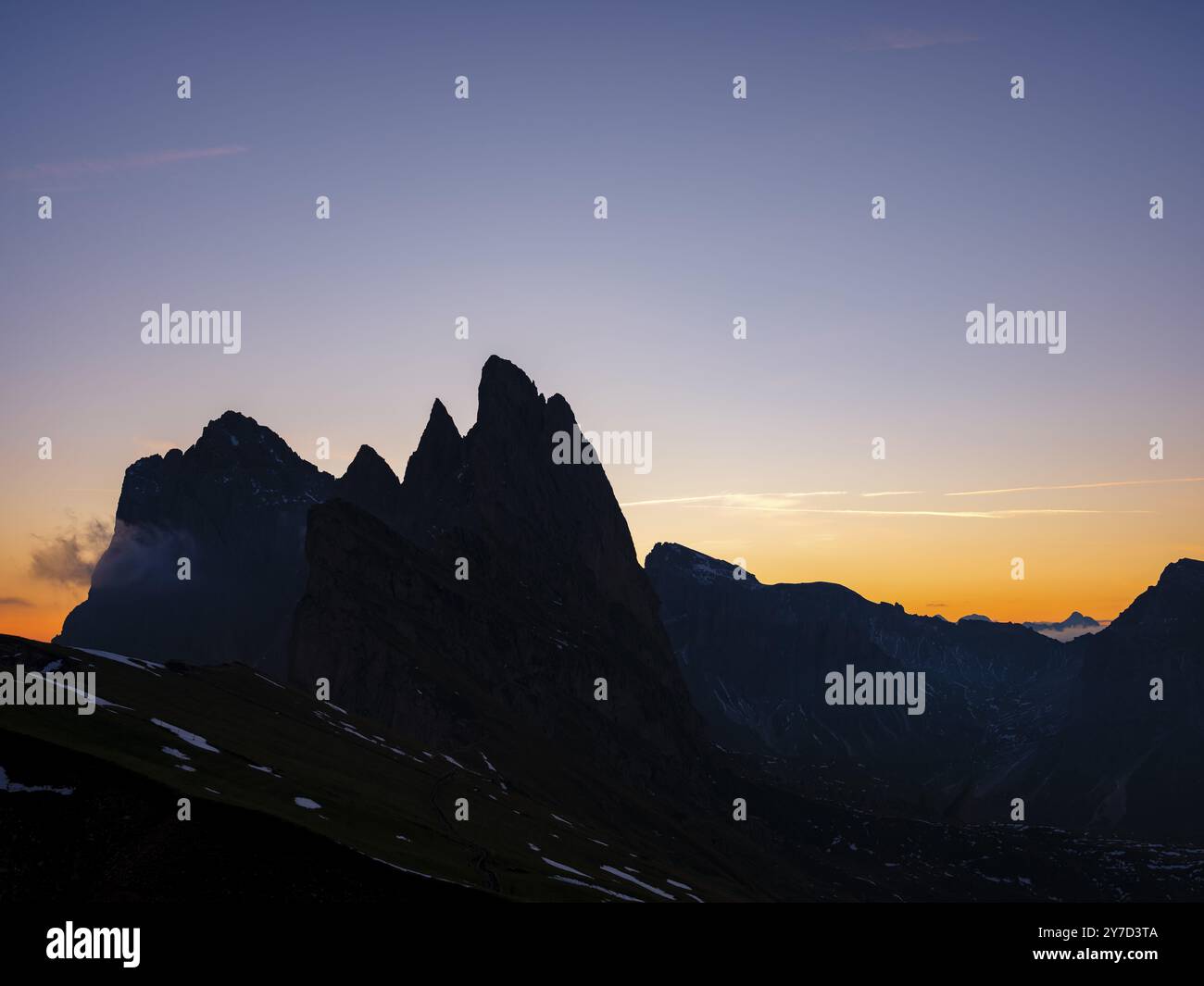Fermeda Towers, Odle peaks at dawn, Seceda, Puez-Odle nature park Park ...