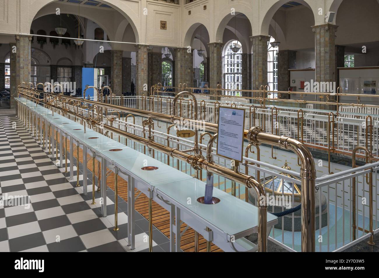 Historic medicinal water taps in the fountain hall, inaugurated in 1842 ...