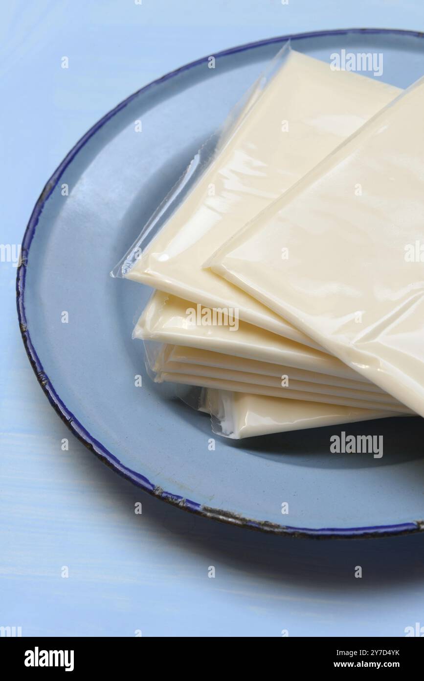 Processed cheese, processed cheese slices packed in plastic Stock Photo ...