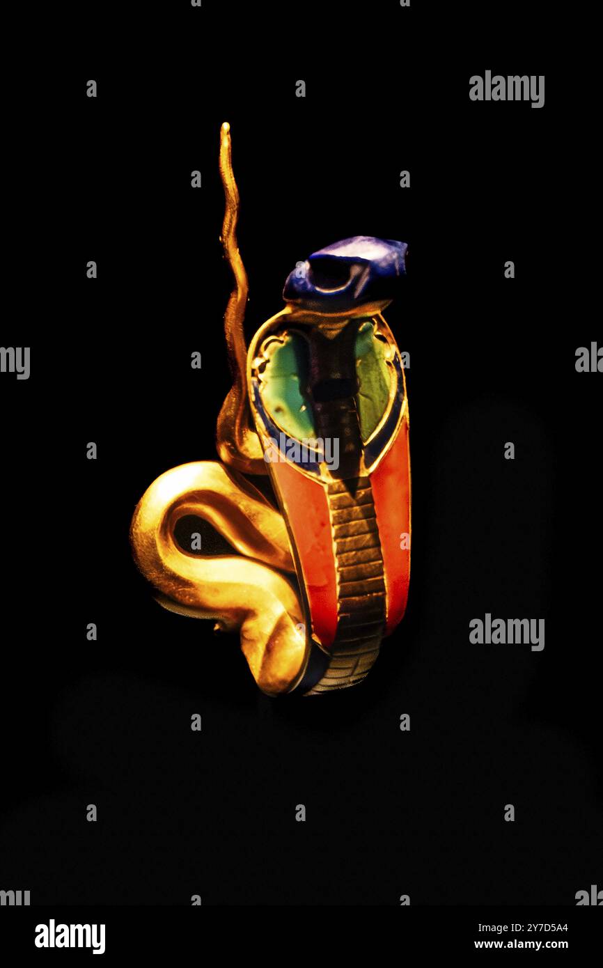 Uraeus snake from a royal crown of Sesostris II from the exhibition ...