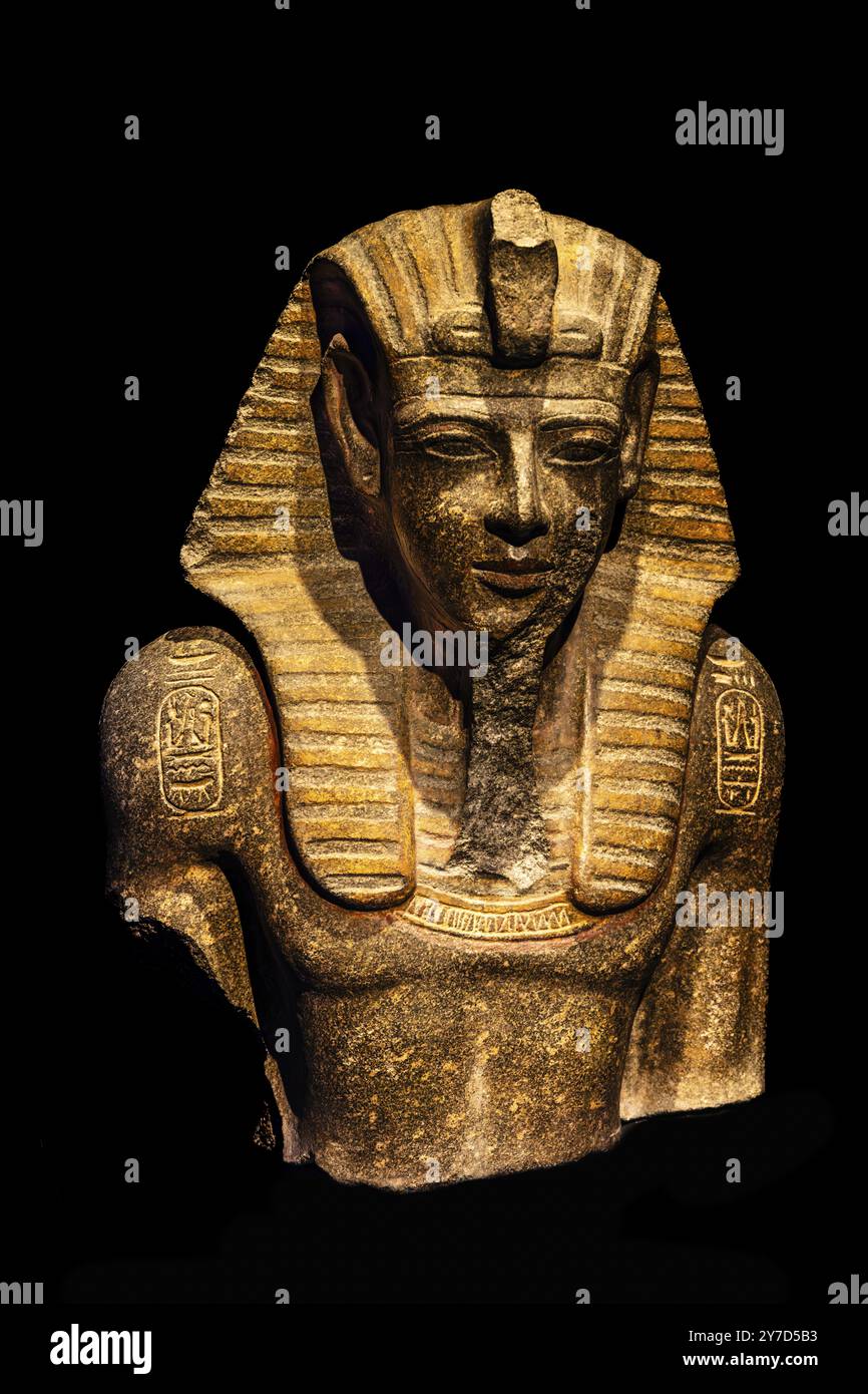 Part of a granodiorite statue of Merenptah from the exhibition: Ramses ...