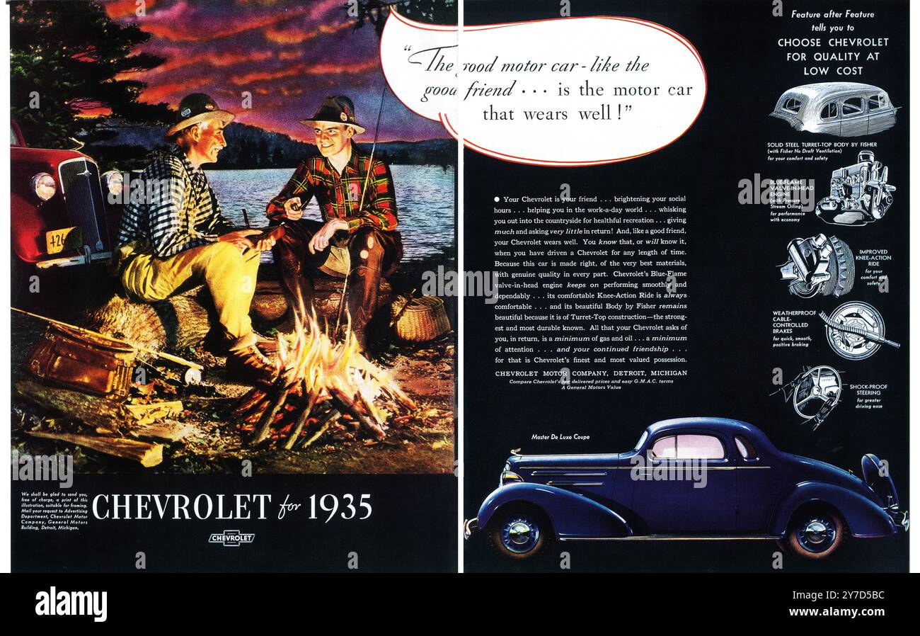 1935 Chevrolet Master De Luxe Coupe Ad Stock Photo - Alamy