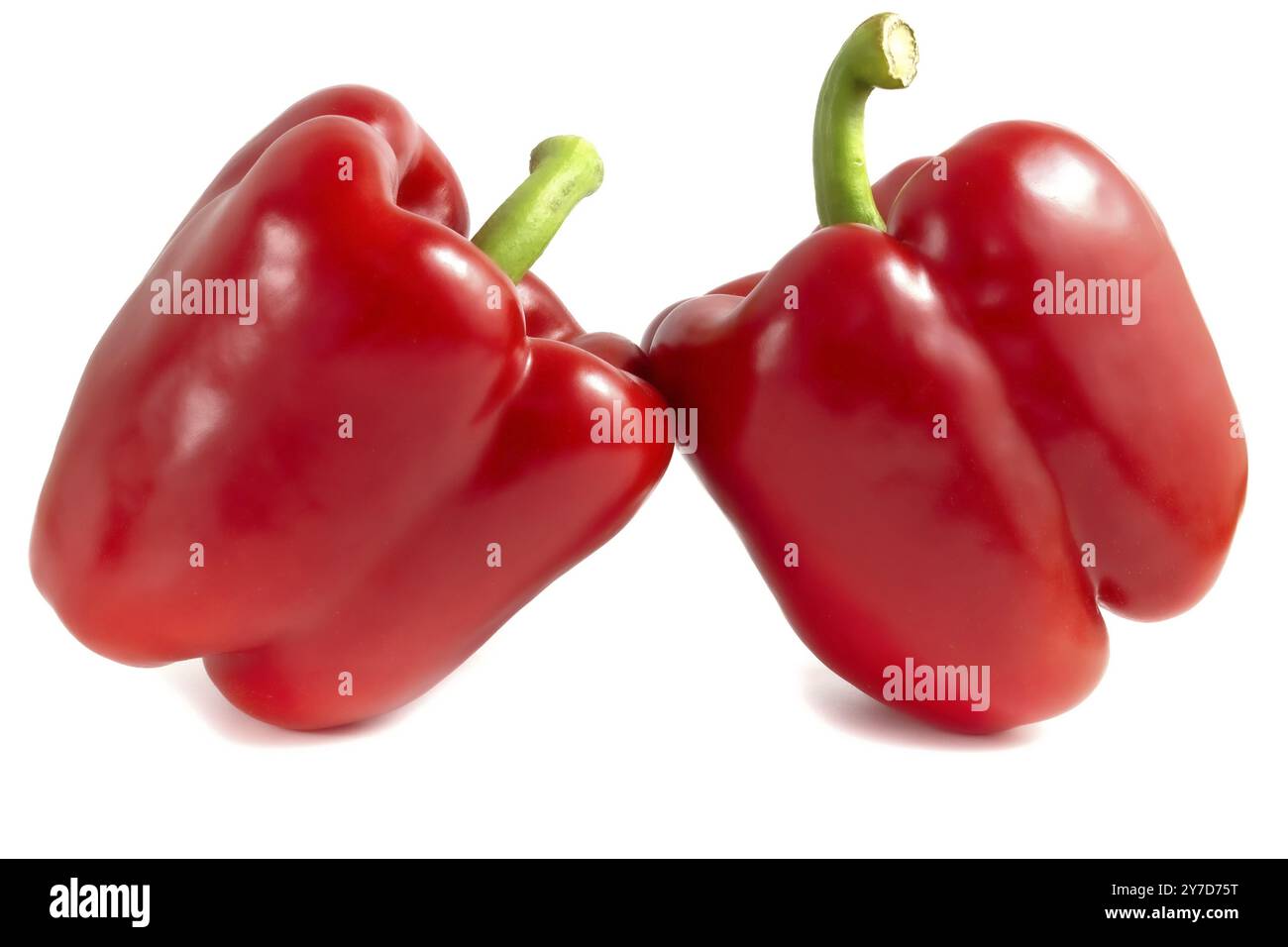 Red paprika isolated on white background. Bell pepper vegetables close ...