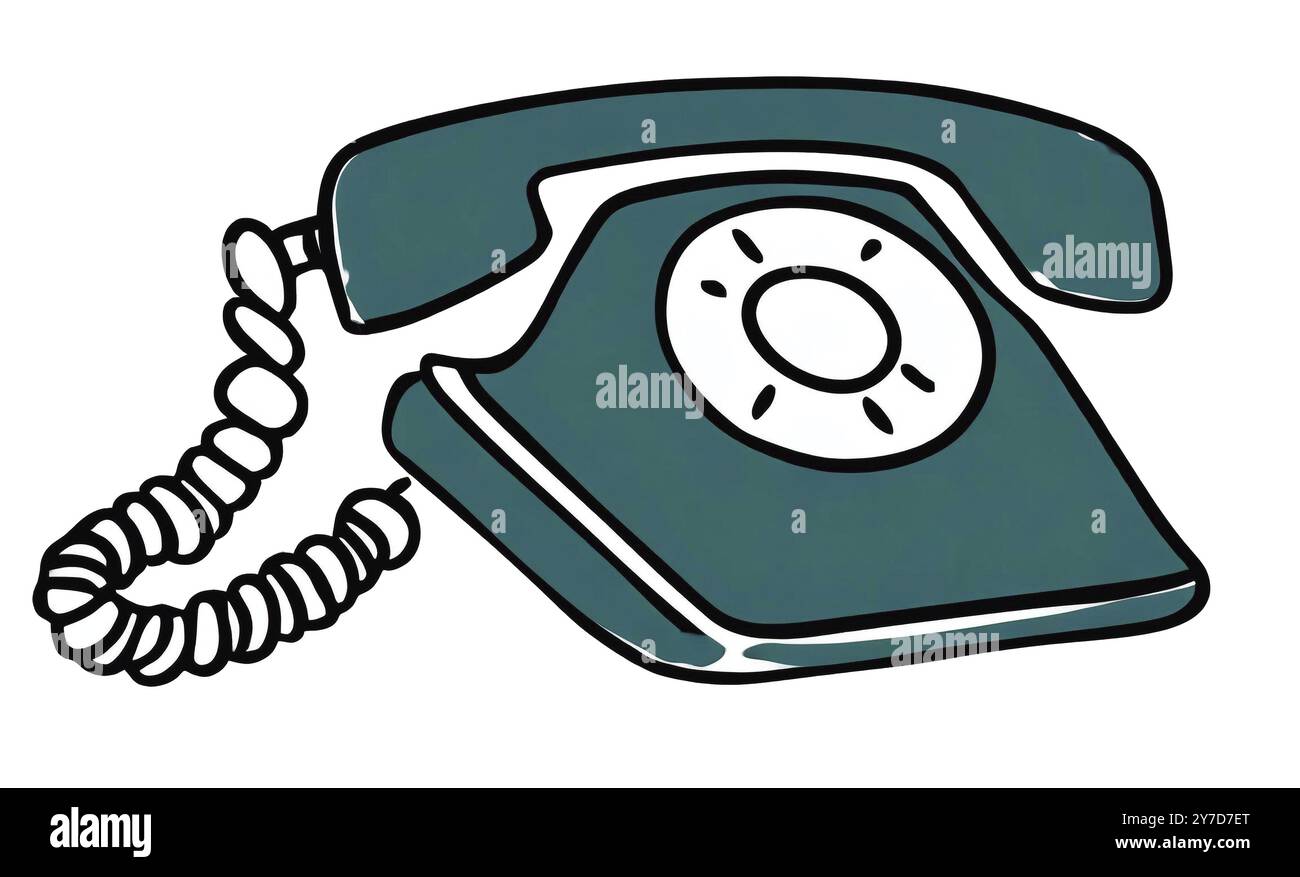 Flat illustration of old wired telephone icon isolated on white ...