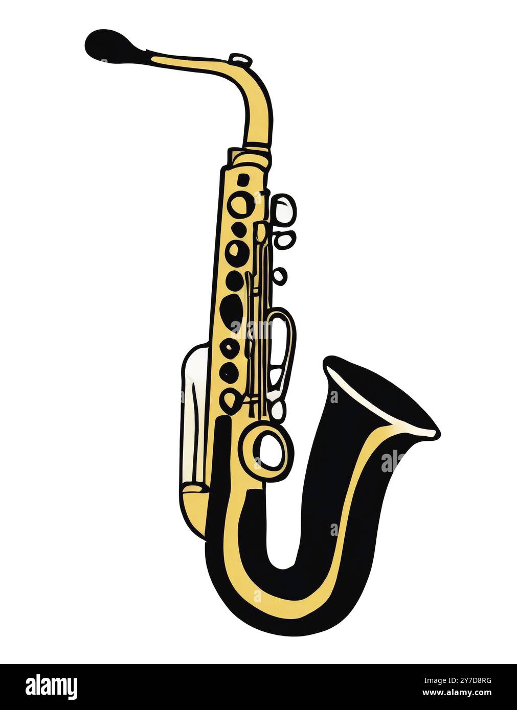 The saxophone is a musical instrument. Color illustration of flat line ...