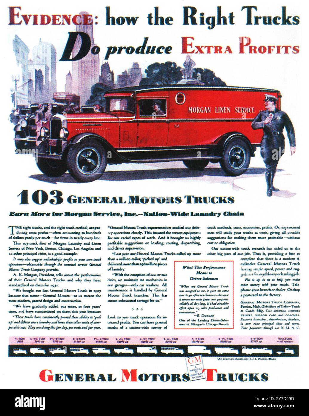 1931 General Motors Trucks Ad - "...how the right trucks produce extra ...