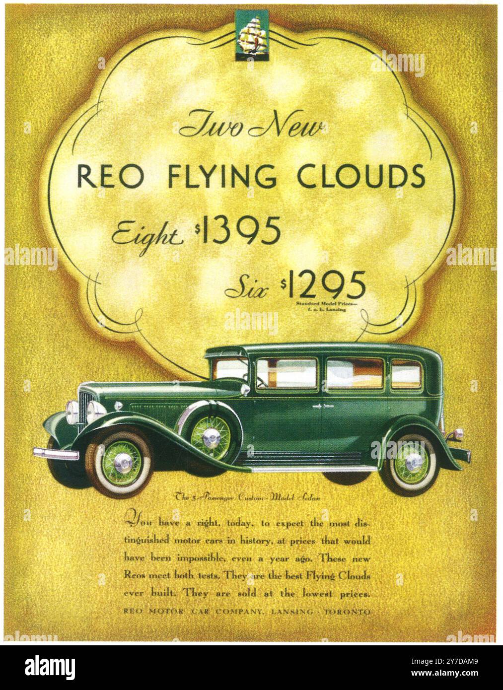 1932 REO Flying Cloud Sedan Car Ad Stock Photo - Alamy