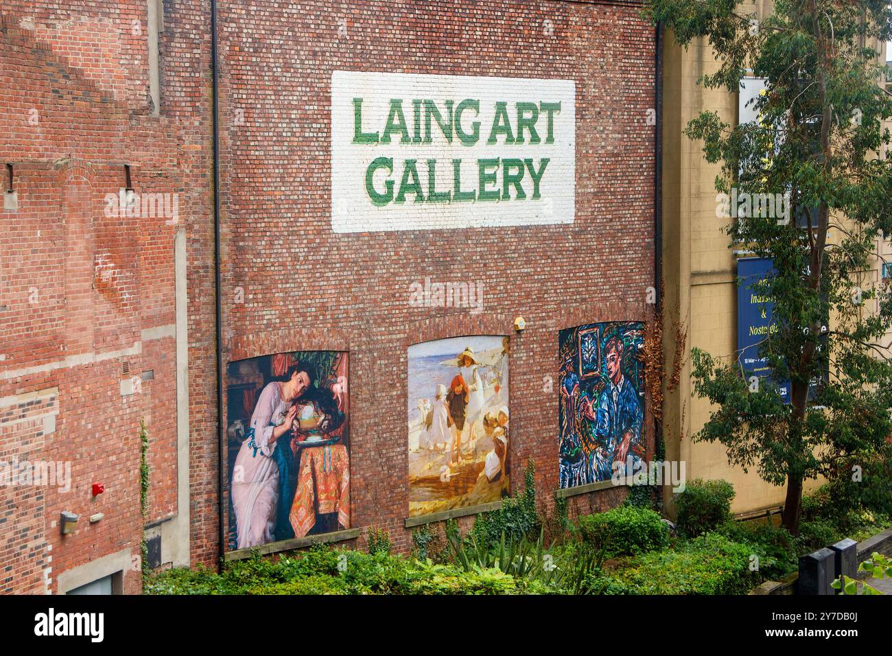 Laing art gallery exterior brick wall featuring reproductions of famous ...