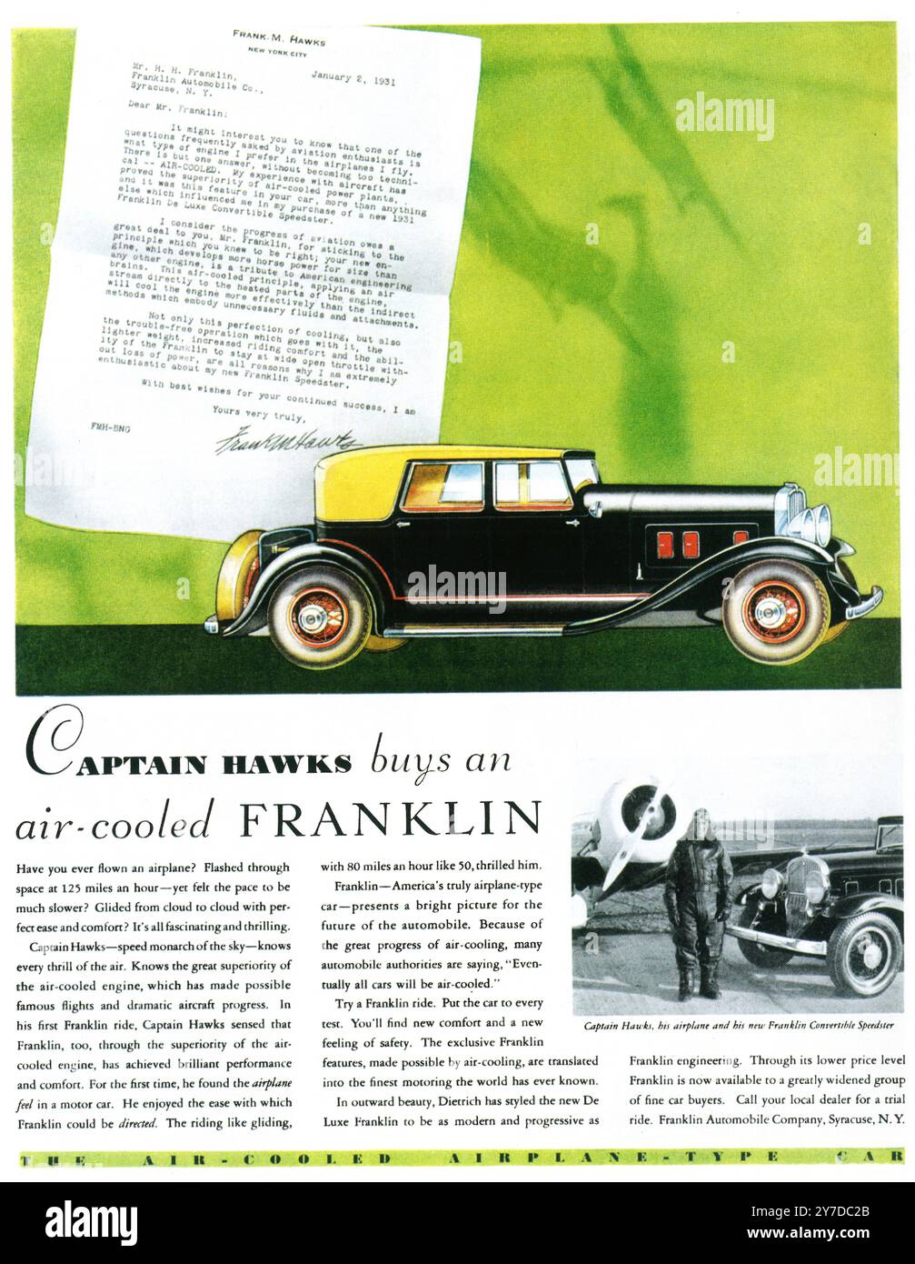 1931 Franklin Series 15 De Luxe Speedster Ad - Captain Hawks Stock ...