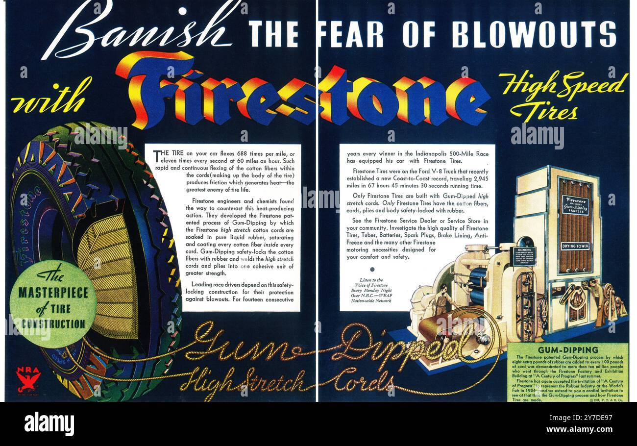 1934 Firestone Ad Stock Photo - Alamy