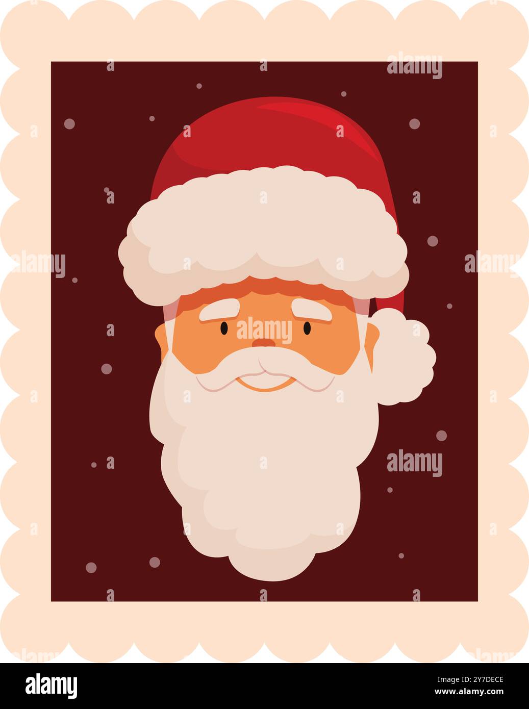 Cartoon illustration of santa claus on a postage stamp, smiling for a ...