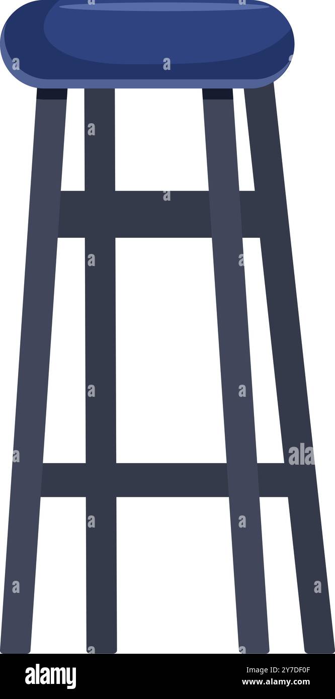 Simple illustration of a tall blue bar stool standing on a white ...