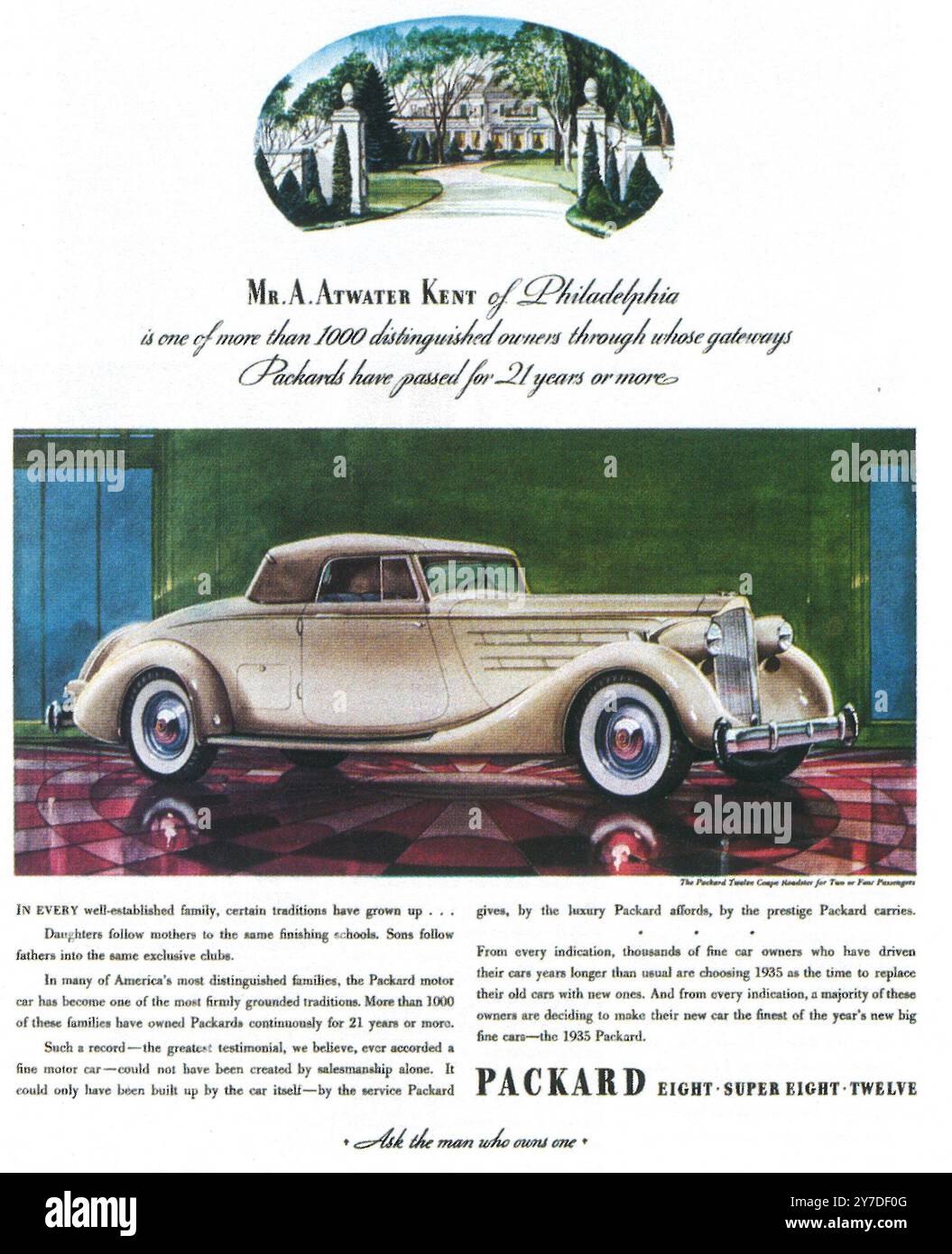 1935 Packard 12 Coupe Roadster Ad Stock Photo - Alamy