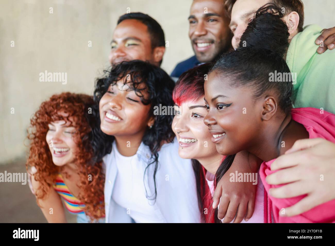 Young group of people smiling, celebrating together. Happy multi-ethnic ...