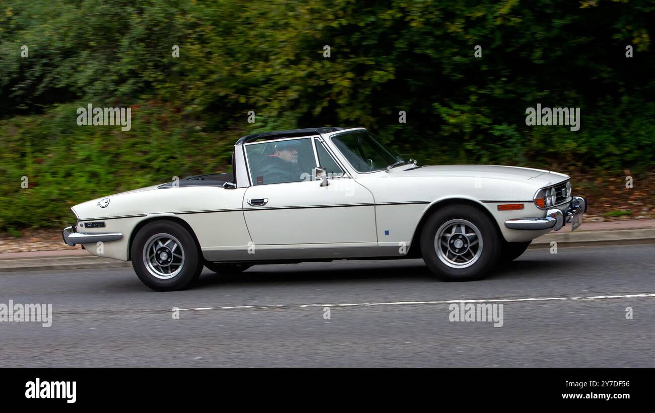 Milton Keynes,UK - Sept 29th 2024: 1977 white Triumph Stag classic car ...