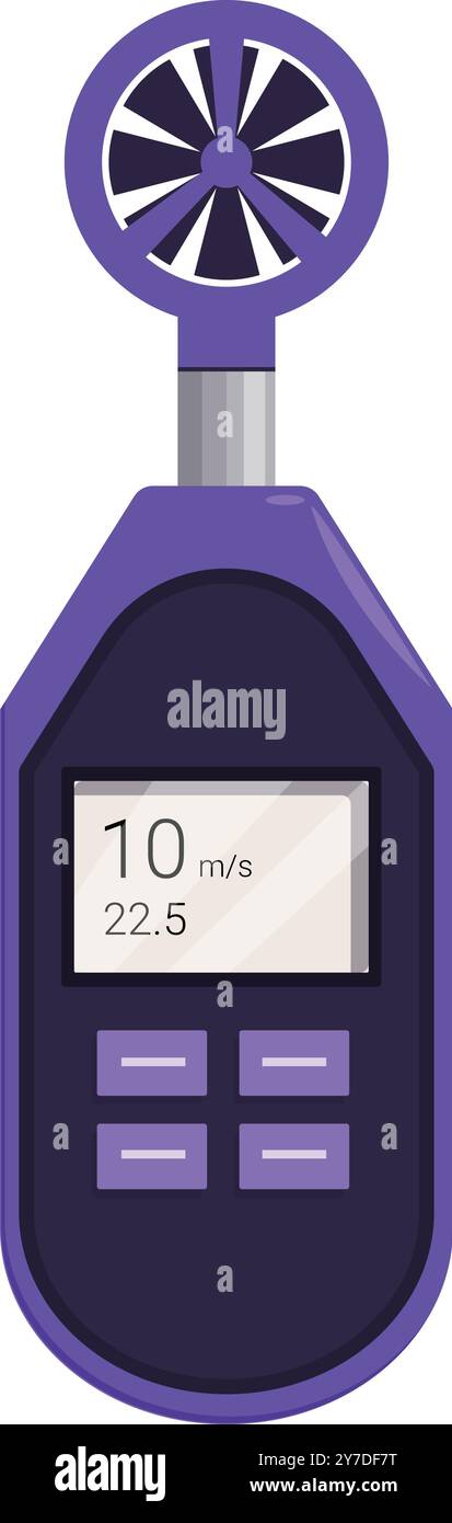 Digital anemometer showing wind speed measurement on its screen, used ...