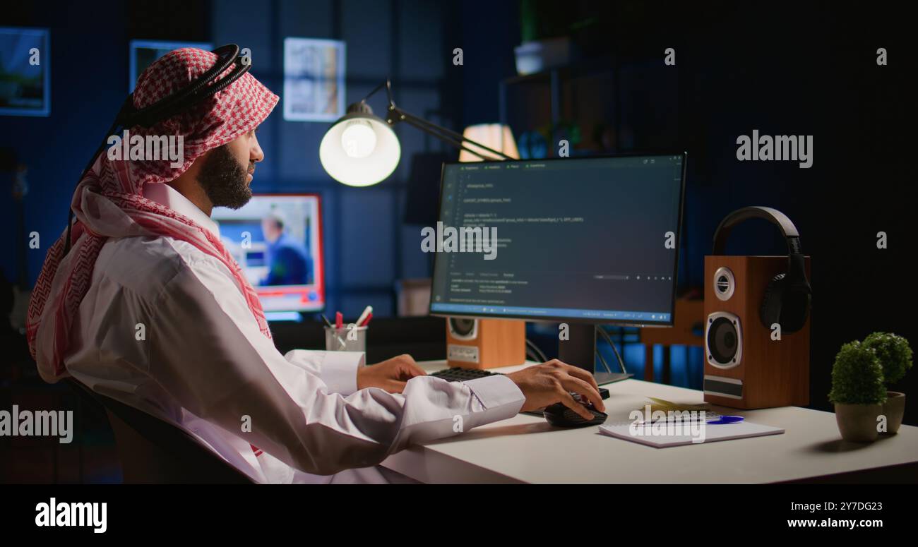 Technician Writing Script Code On Computer Screen Using Java