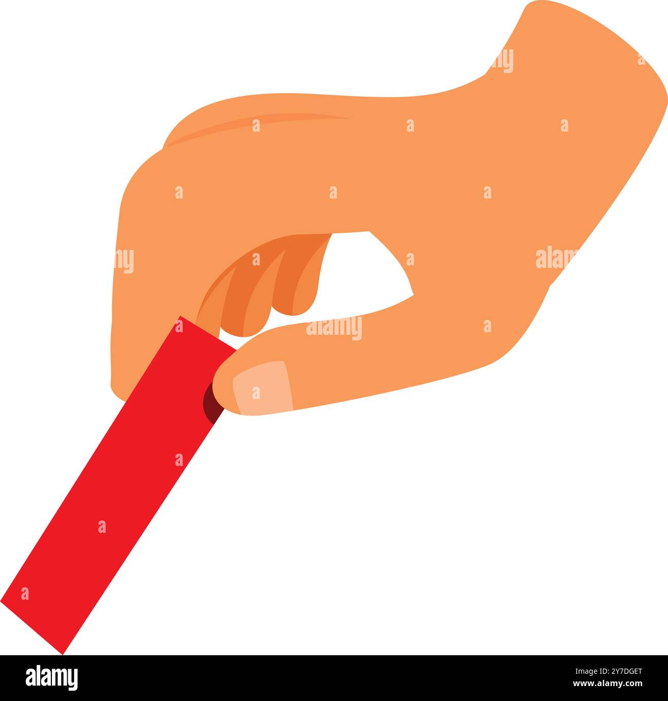 Cartoon hand is holding a red domino tile with two empty spaces Stock ...